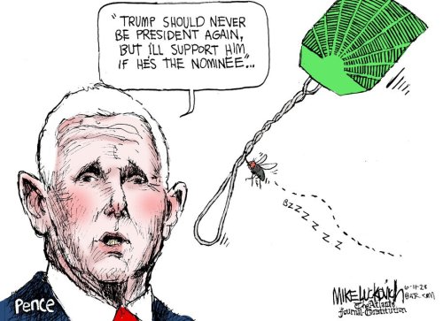 Cartoon: Mike Luckovich on the spineless Mike Pence | Flipboard