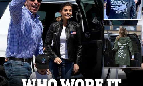 Casey Desantis Rocks A Where Woke Goes To Die Leather Jacket On The Iowa Presidential Campaign
