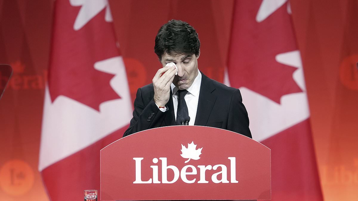 Justin Trudeau weeps as he gives emotional farewell speech in front of ...
