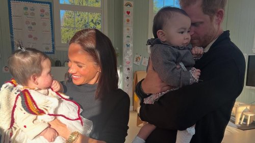 Prince Harry and Meghan Markle pictured brooding over babies in Canada ...