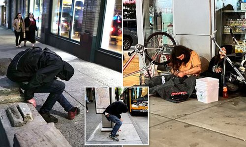 Sleeping in Seattle: Shocking photos show homeless people slumped over ...