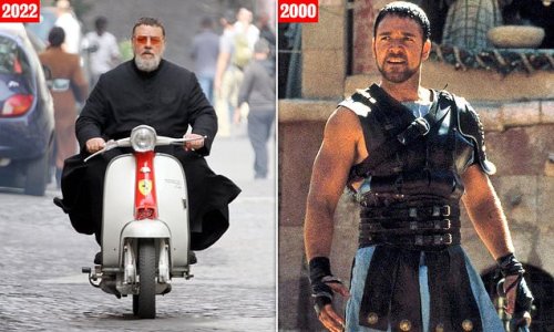 Maximus scooterus! Gladiator star Russell Crowe, 58, is back in Rome ...