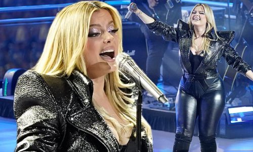 Halftime Hottie Singer Bebe Rexha Slips Curves Into Skintight Black Vinyl Pants And Jacket For