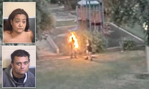 Horrifying moment woman, 48, pours gasoline over man and sets him on ...