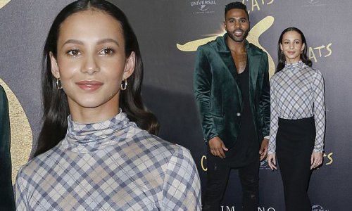 Francesca Hayward catches the eye in a patterned turtleneck top as she ...