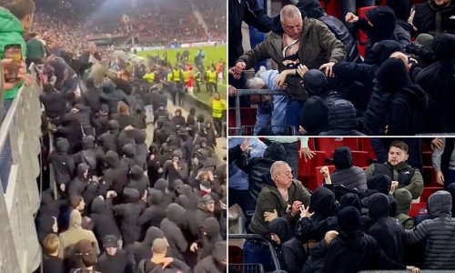 Chaos in Holland as West Ham PLAYERS clash with hooded AZ Alkmaar ...