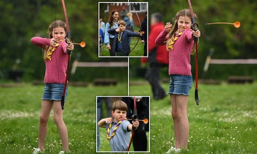 Charlotte the sharp shooter! Princess shows her brothers how it's done ...