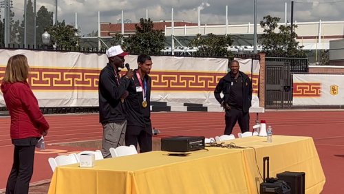 Raj Benjamin and Michael Norman speak at Trojan League of Los Angeles ...