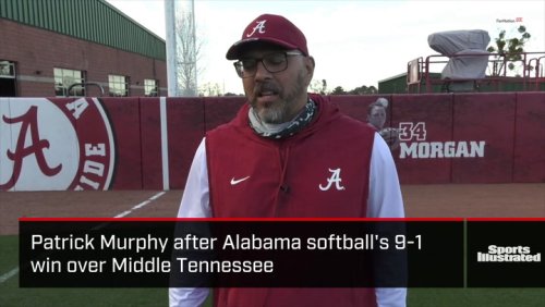 Patrick Murphy after Alabama softball's 9-1 win over Middle Tennessee ...