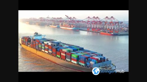 A Container Ship Leaving The Yangshan Deep Water Port In Shanghai ...