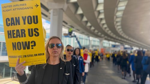 United Airlines Flight Attendants Picket At Over A Dozen Airports