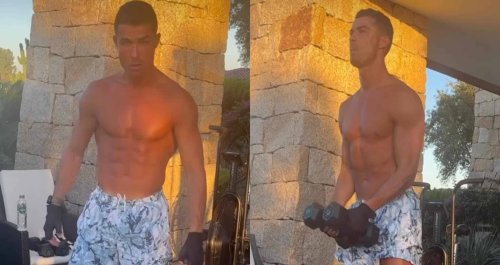 Cristiano Ronaldo Shows Off Shredded Physique While Hitting Dumbbell
