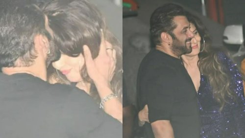Salman Khan Hugs Ex Girlfriend Sangeeta Bijlani Plants Sweet Kiss On Her Forehead At Birthday