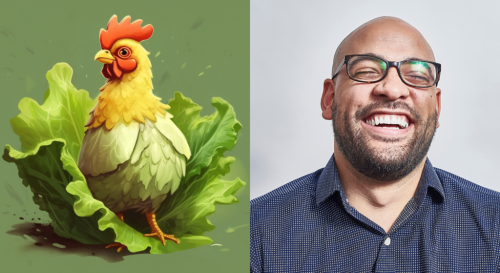 What do you call a chicken staring at lettuce? Dad joke is comedy gold ...