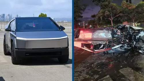 Shocking photos of completely wrecked Tesla Cybertruck after crash ...