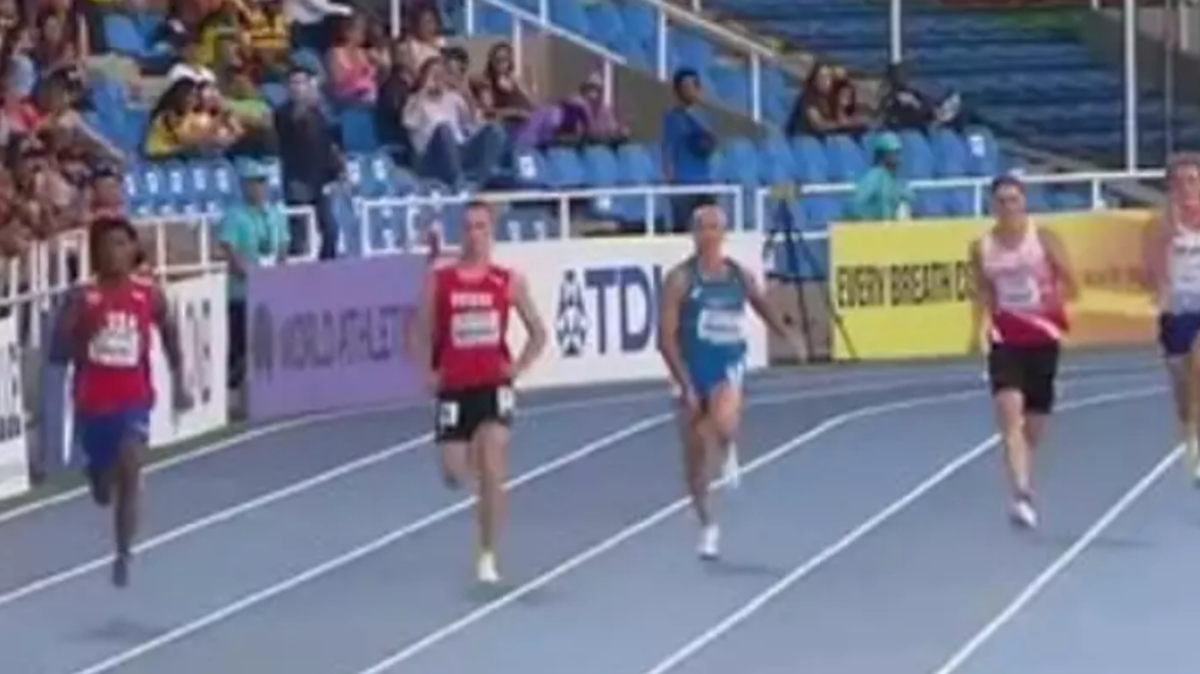 Runner finishes last in 400m sprint after his 'penis comes out in the middle of the race ...
