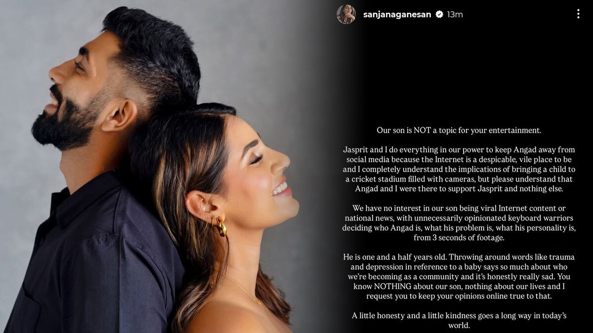 Jasprit Bumrah’s Wife Sanjana Ganesan Shuts Down Trolls Mocking Baby Angad: ‘Son Not Topic Of ...