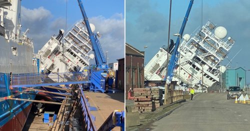 Ship tips on its side at 45 degree angle and leaves 25 people injured ...