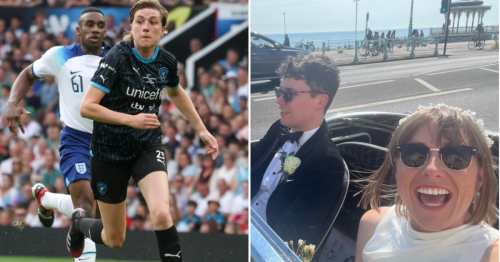 Comedian Maisie Adam actually got married the day before playing Soccer ...