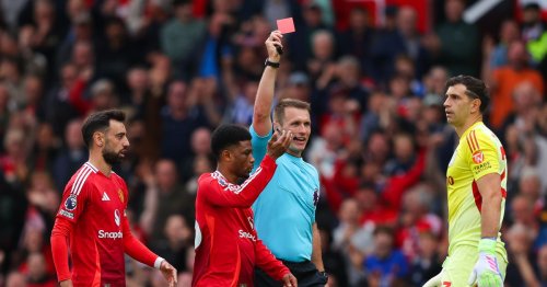 Emi Martinez ruins Premier League record with sending off at Man Utd ...
