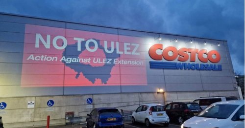New huge anti-ULEZ message projected onto Croydon Costco as ...