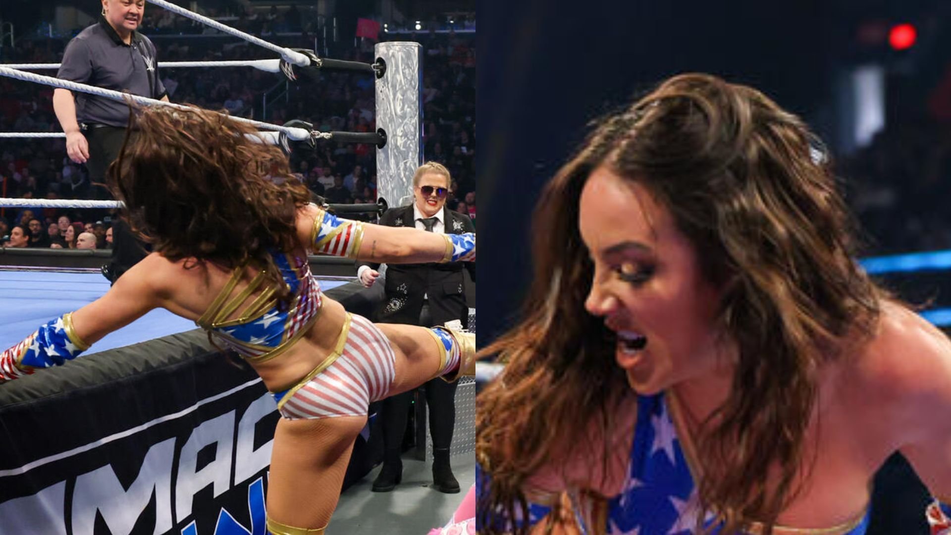 Chelsea Green outraged after she is legitimately wedgied on WWE SmackDown before being spiked ...