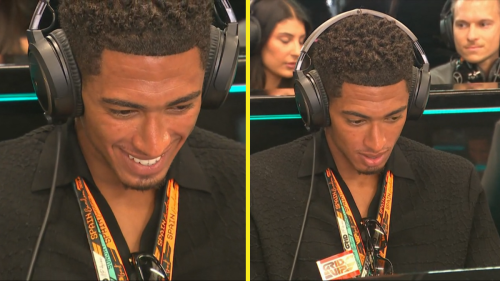 Jude Bellingham has to hide grin as Mercedes driver crashes out while ...