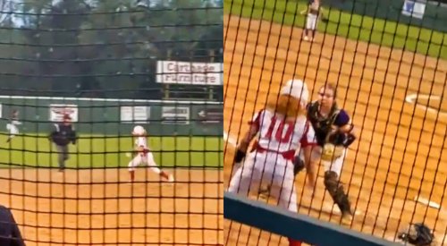 Female Softball Player Uses Wild Trick To Fool Catcher And Avoid The ...