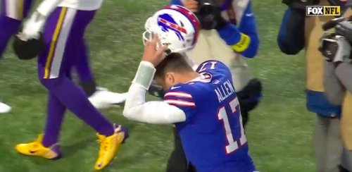 Cameras caught Josh Allen spiking his helmet in disgust after Bills ...