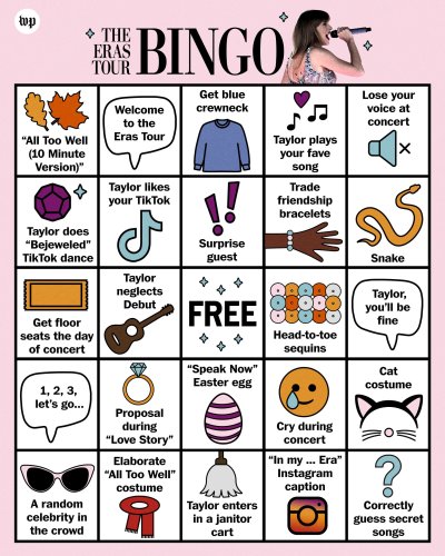 Going to Taylor Swift’s Eras Tour? Play our bingo card! | Flipboard