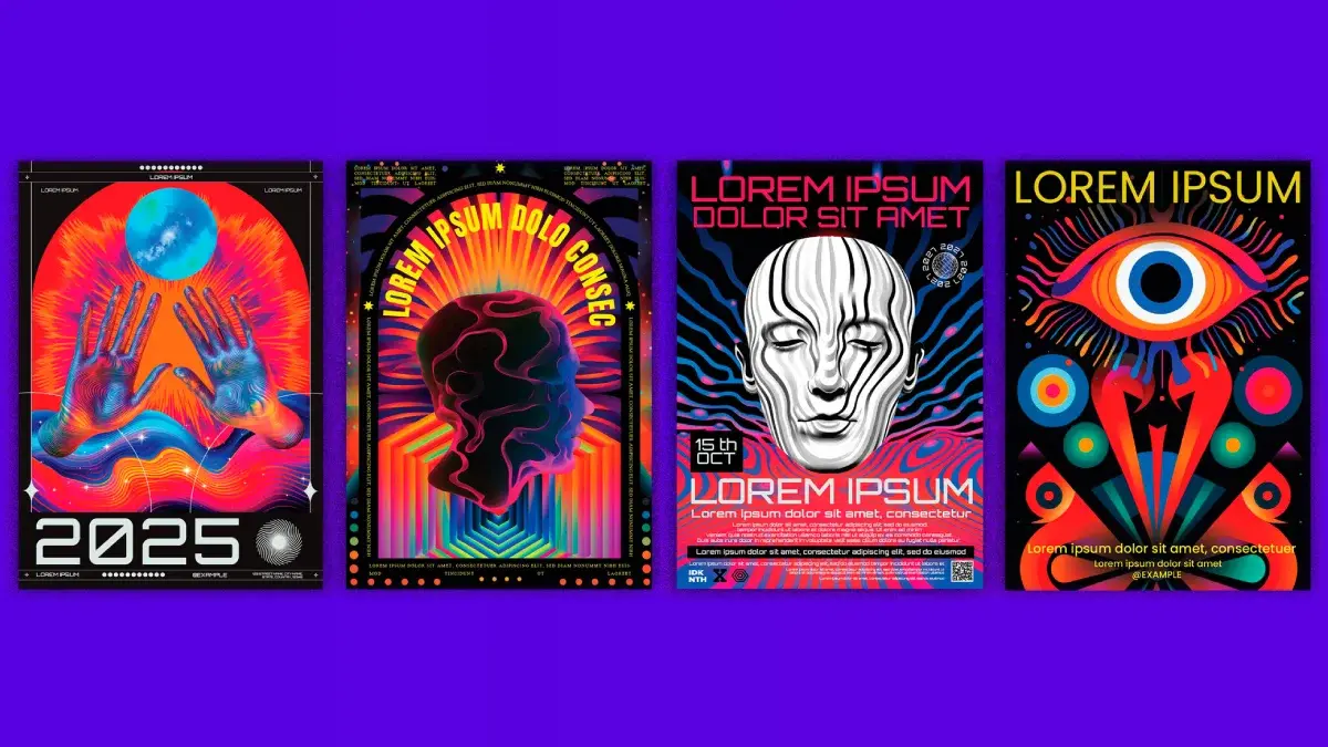 Rawpixel Psychedelic Poster Templates for Adobe Illustrator | Flipboard