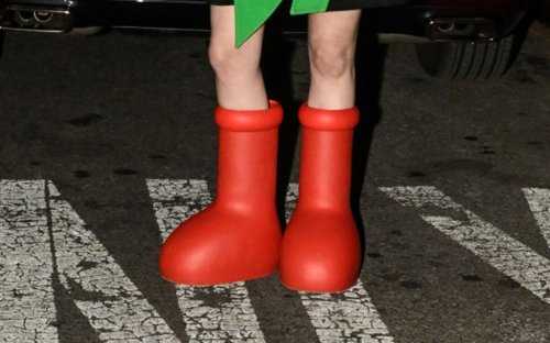 Celebrities Are Stomping Out in Mschf’s Sold-out Big Red Boots With ...