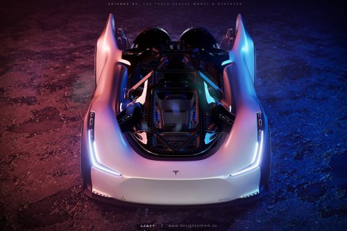 Tesla SpaceX Model concept hypercar gets massive rocket boosters like a ...